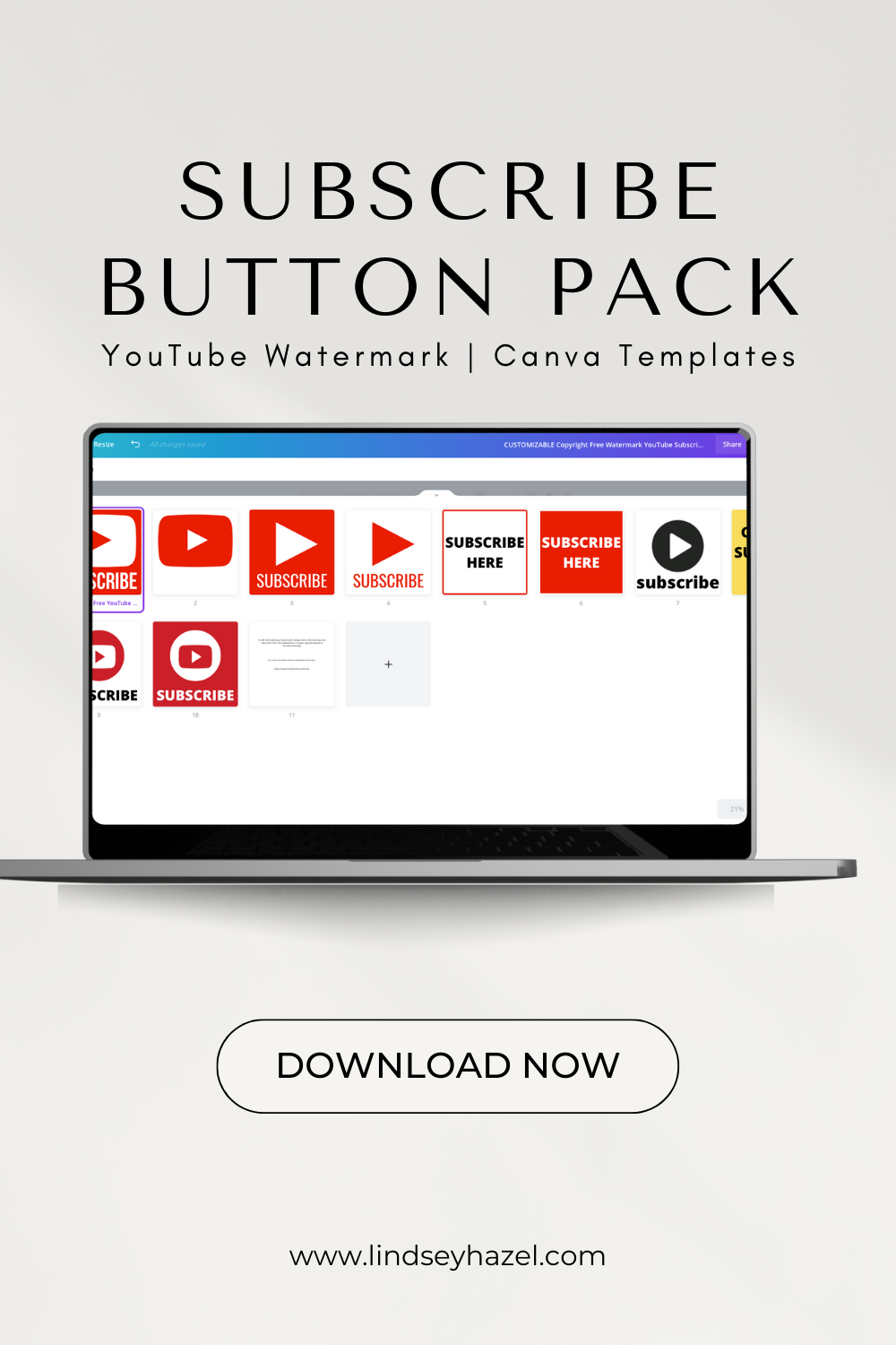 Customizable Watermark YouTube Subscribe Button Template Pack – Lindsey ...